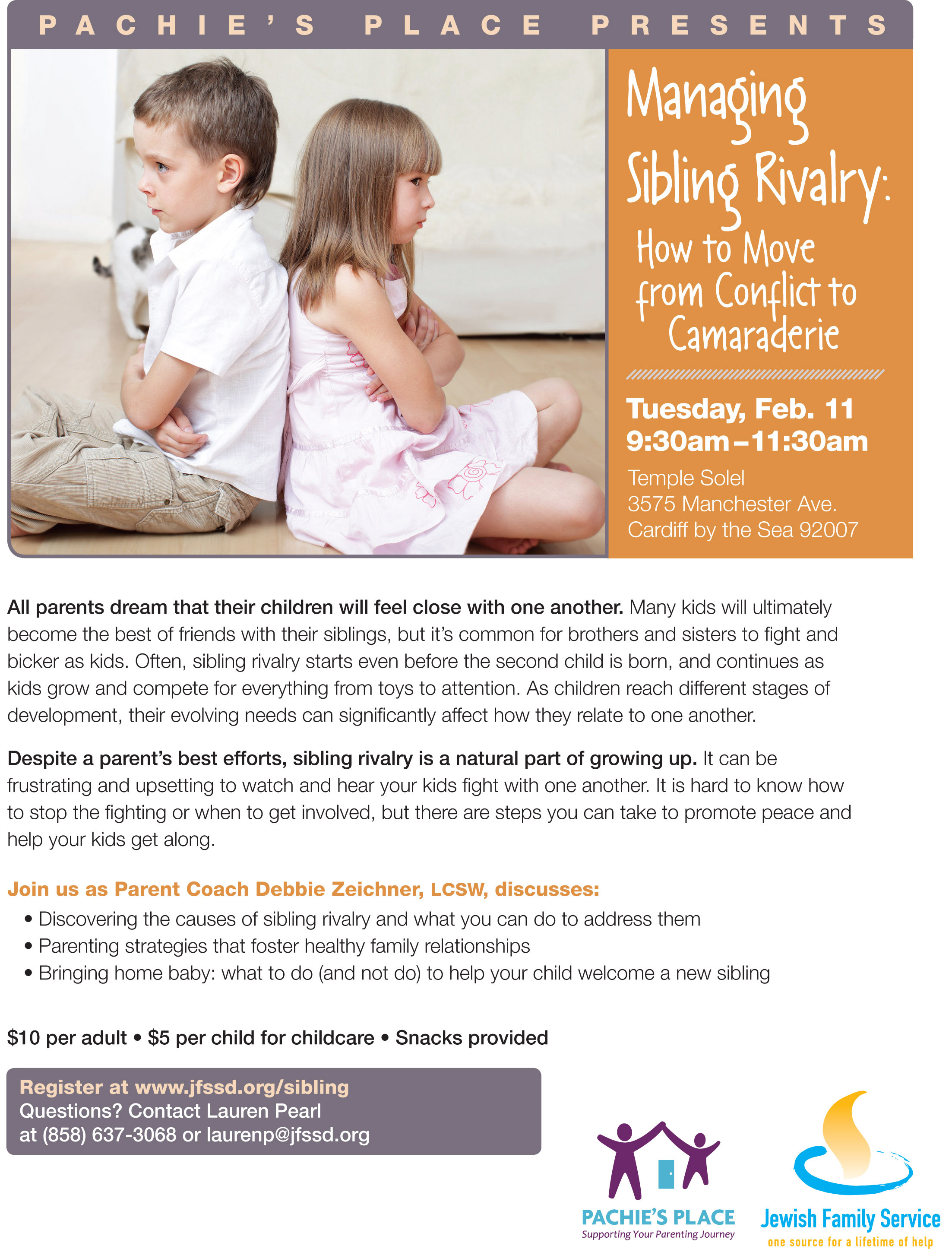 Managing Sibling Rivalry Workshop Tuesday Feb. 11th | Steelman Staffing